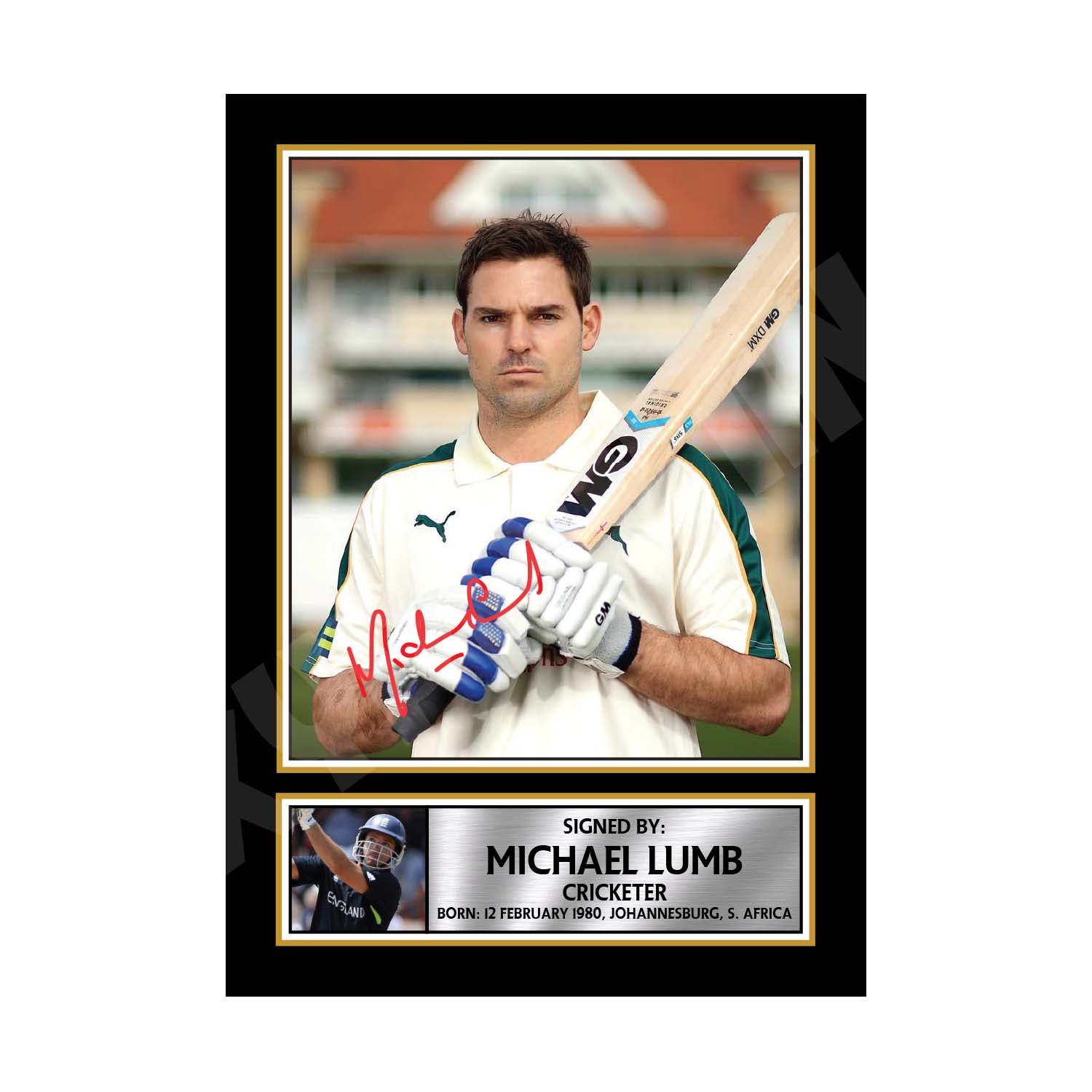 MICHAEL LUMB 2 Limited Edition Cricketer Signed Print - Cricket Player