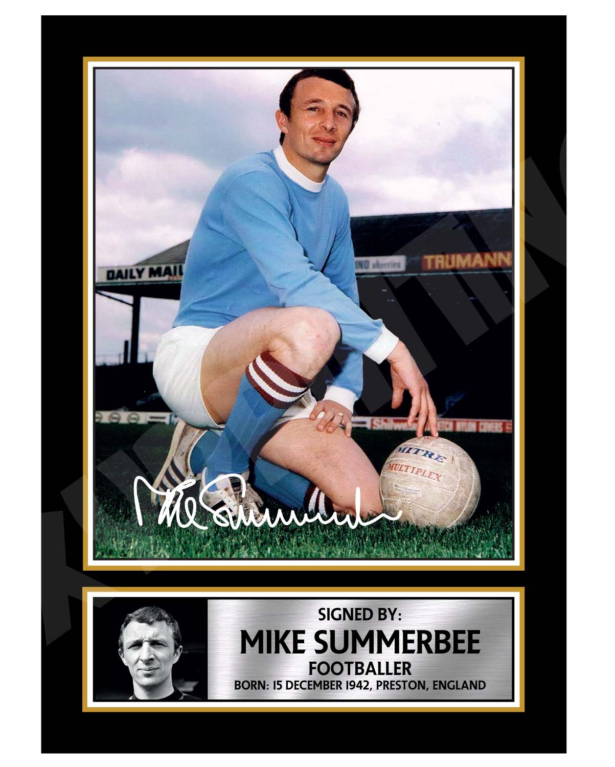MIKE SUMMERBEE (1) Limited Edition Football Player Signed Print - Foot