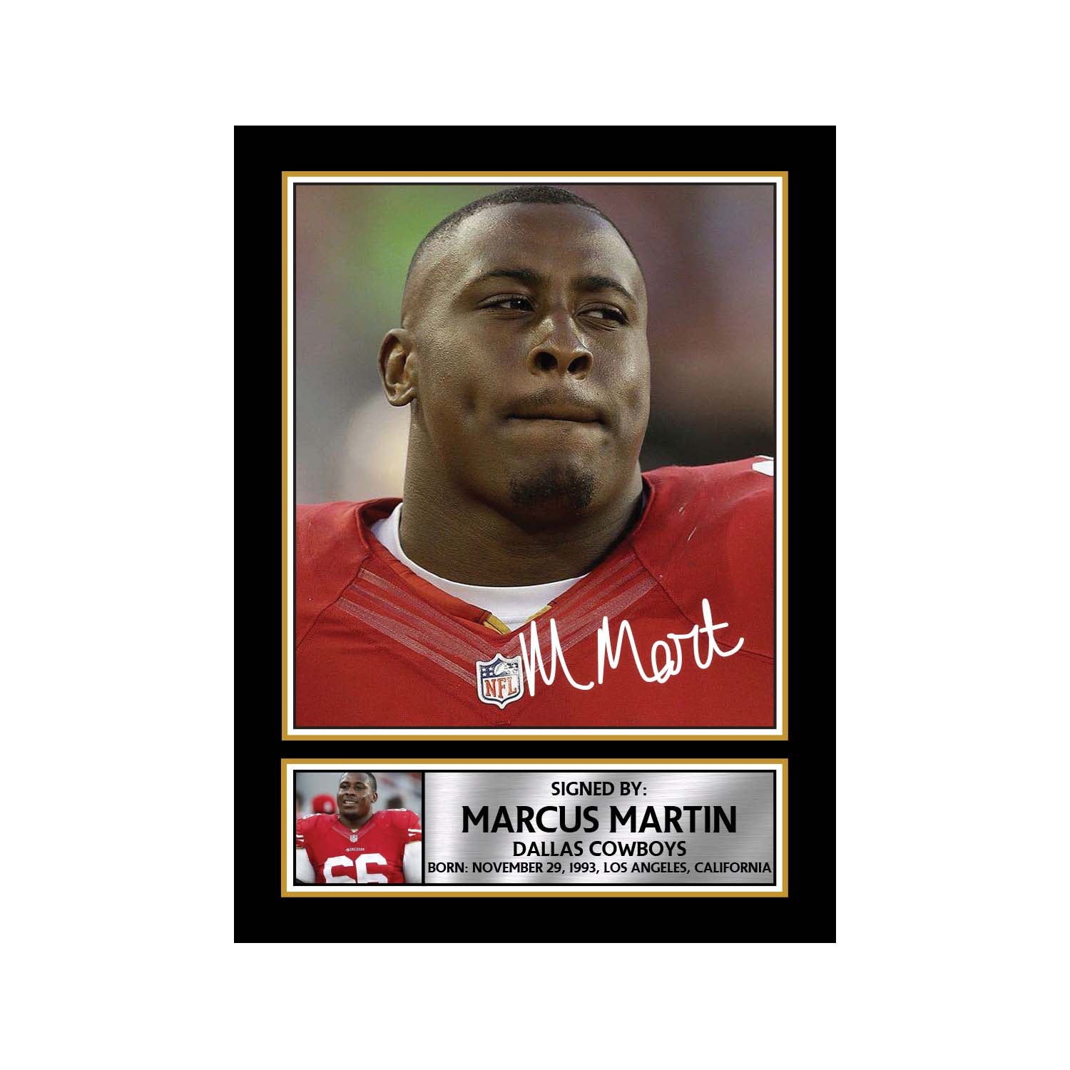 Marcus Martin 2 Limited Edition Football Signed Print - American Footb