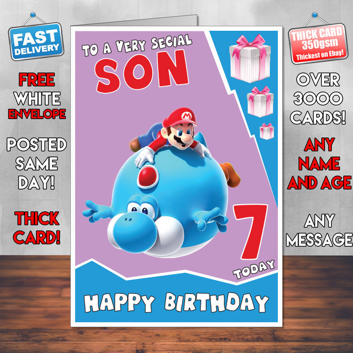 Mario And Blimp Yoshi Super Mario Inspired Theme Personalised Kids Ins