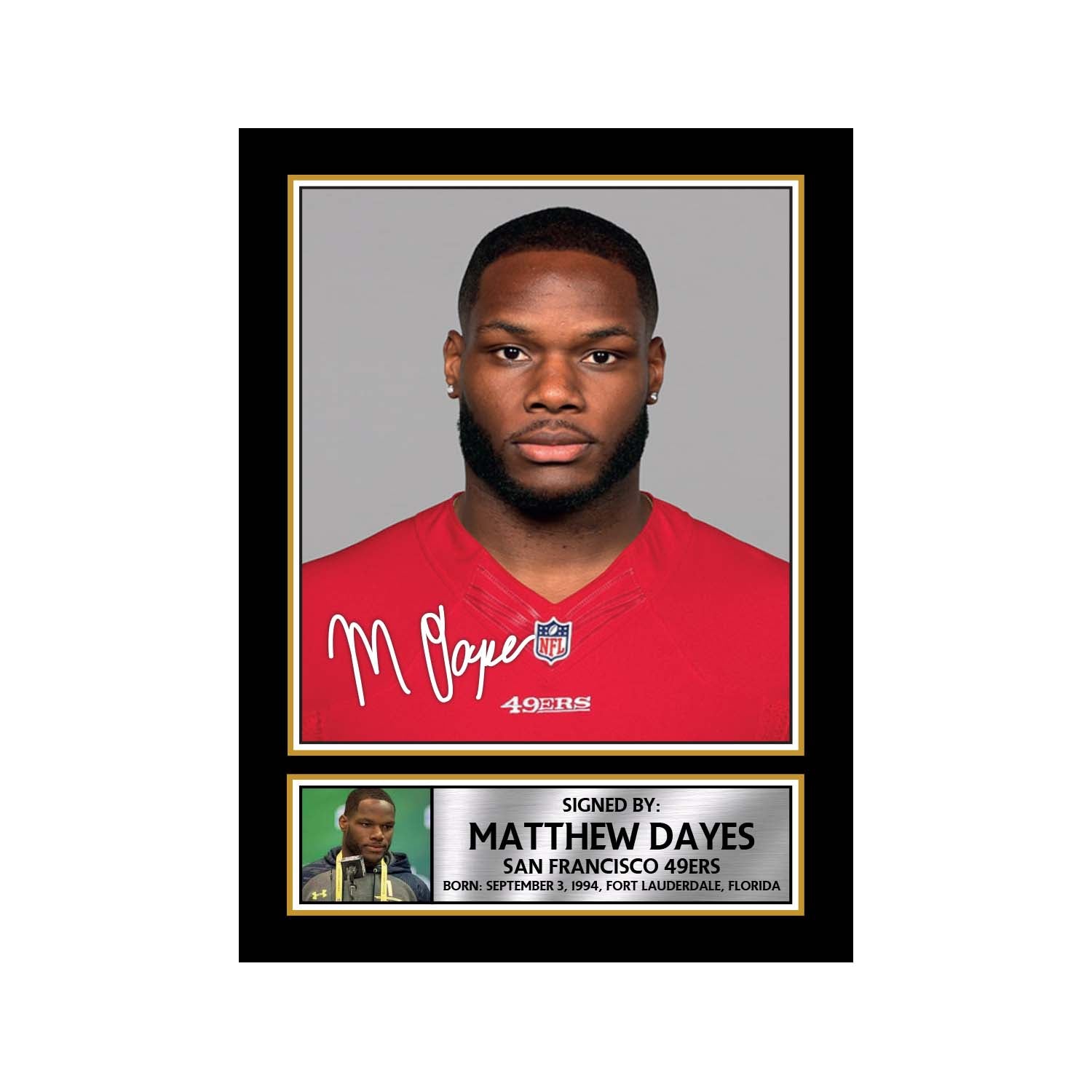Matthew Dayes Limited Edition Football Signed Print - American Footbal