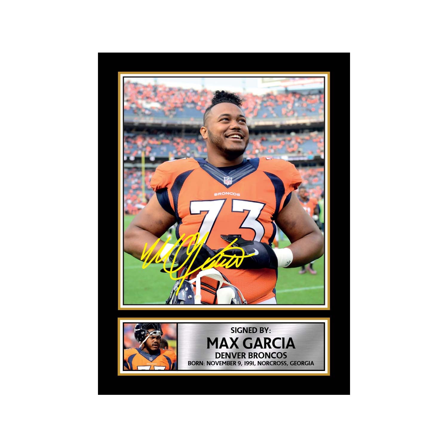 Max Garcia 2 Limited Edition Football Signed Print - American Football