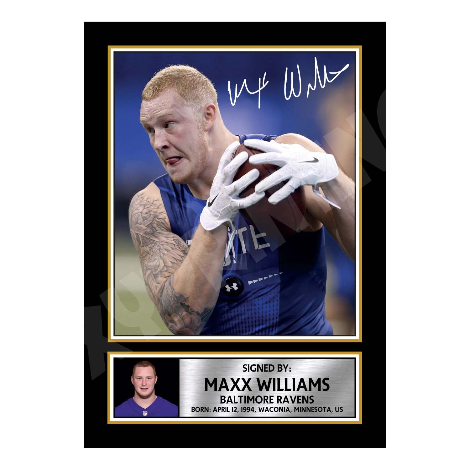 Maxx Williams 1 Limited Edition Football Signed Print - American Footb