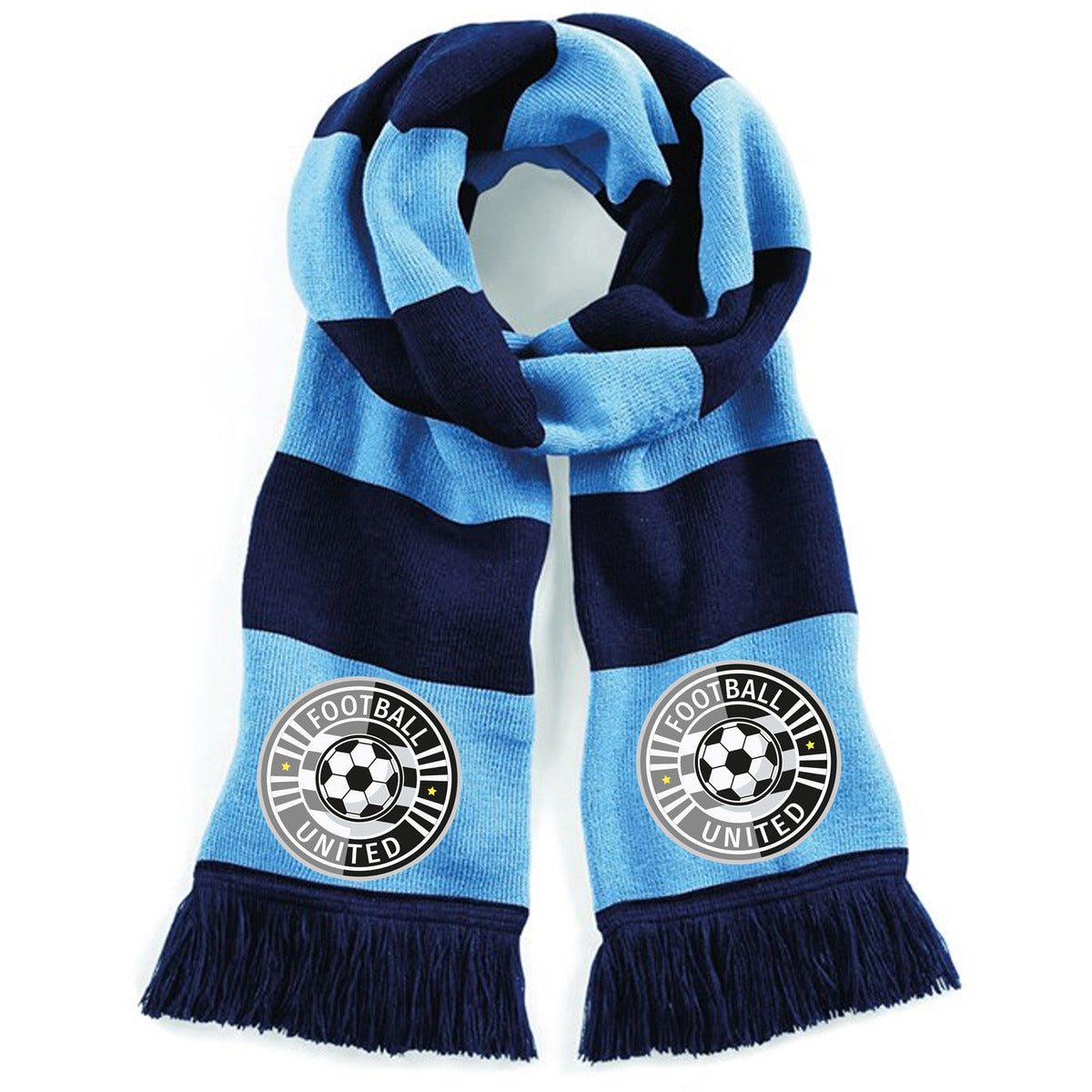 Navy/Blue Personalised Football Scarf For Your Team-Printed Full Colou