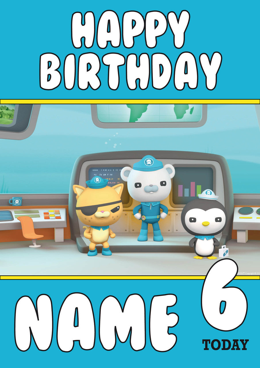THEME INSPIRED Kids Adult Personalised Birthday Card Octonauts Birthda