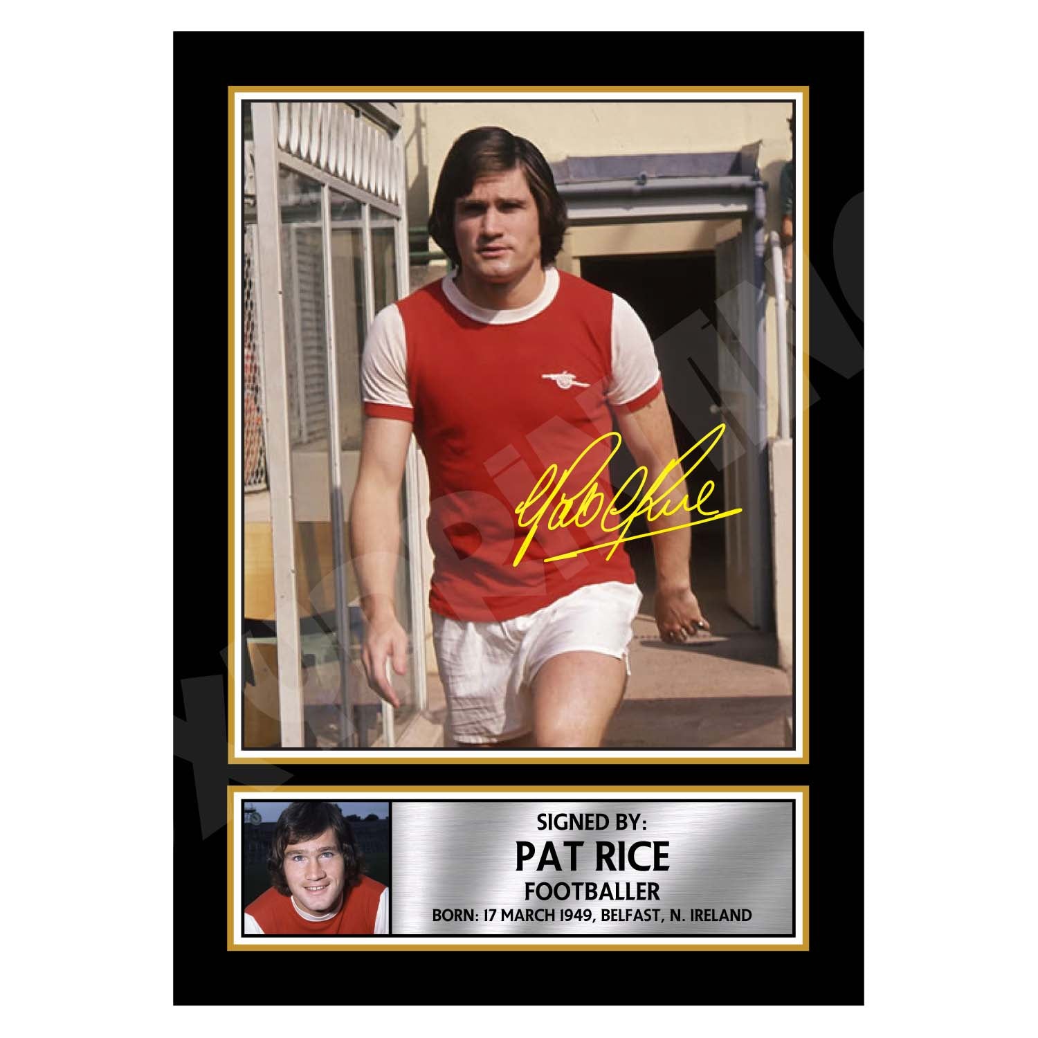 PAT RICE ARSENAL 2 Limited Edition Football Player Signed Print - Foot