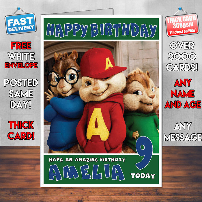 Personalised Alvin And The Chipmunks 2 Style Inspired Cartoon Birthday