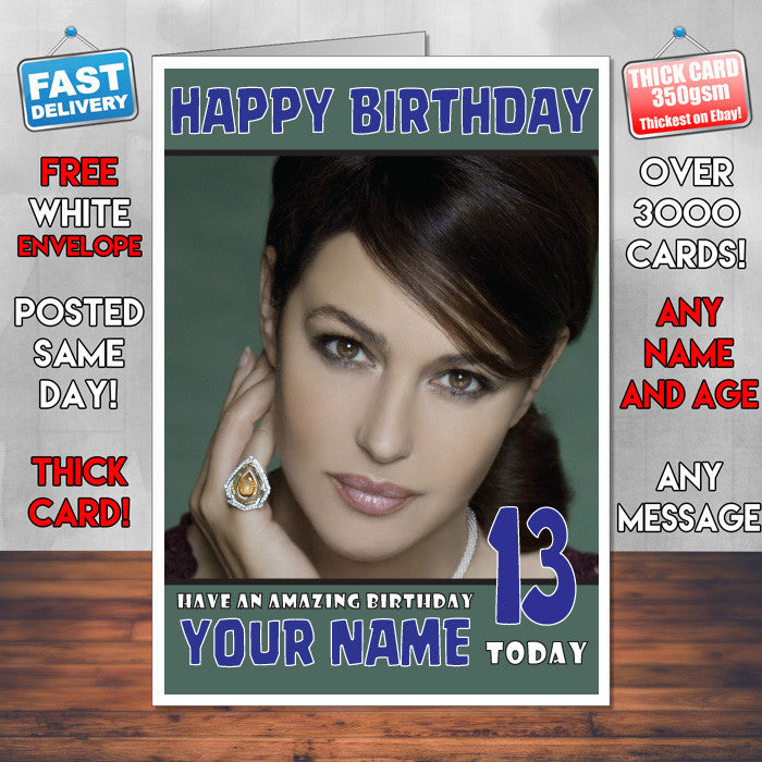 Personalised Monica Bellucci 2 INSPIRED THEME Celebrity Birthday Card