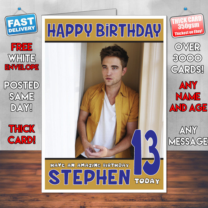 Personalised Robert Pattinson 1 INSPIRED THEME Celebrity Birthday Card