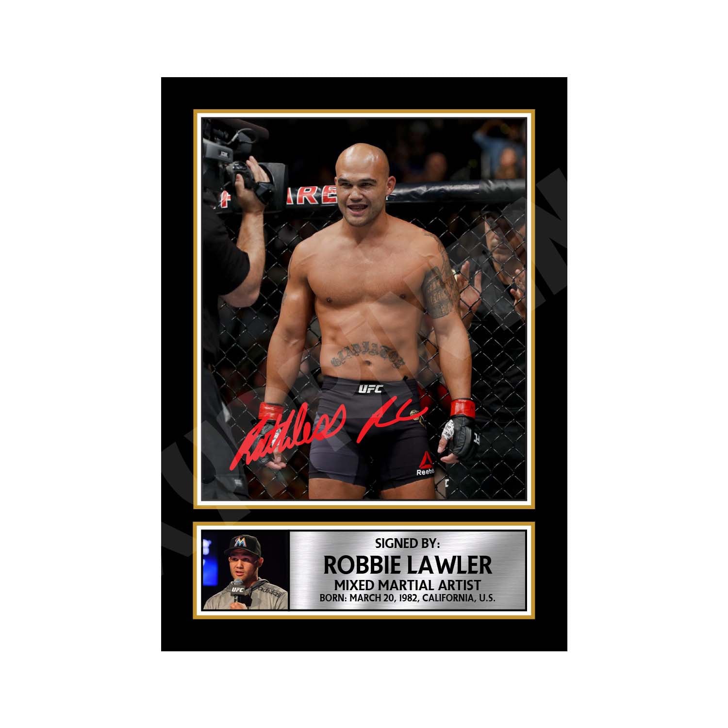 ROBBIE LAWLER Limited Edition MMA Wrestler Signed Print - MMA Wrestlin