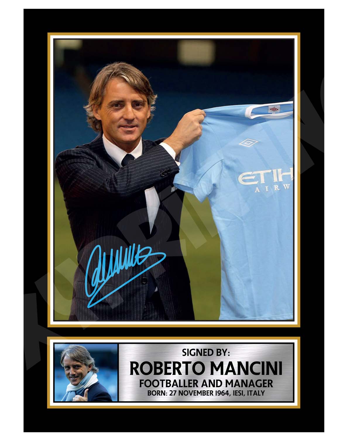 ROBERTO MANCINI 2 Limited Edition Football Player Signed Print - Footb