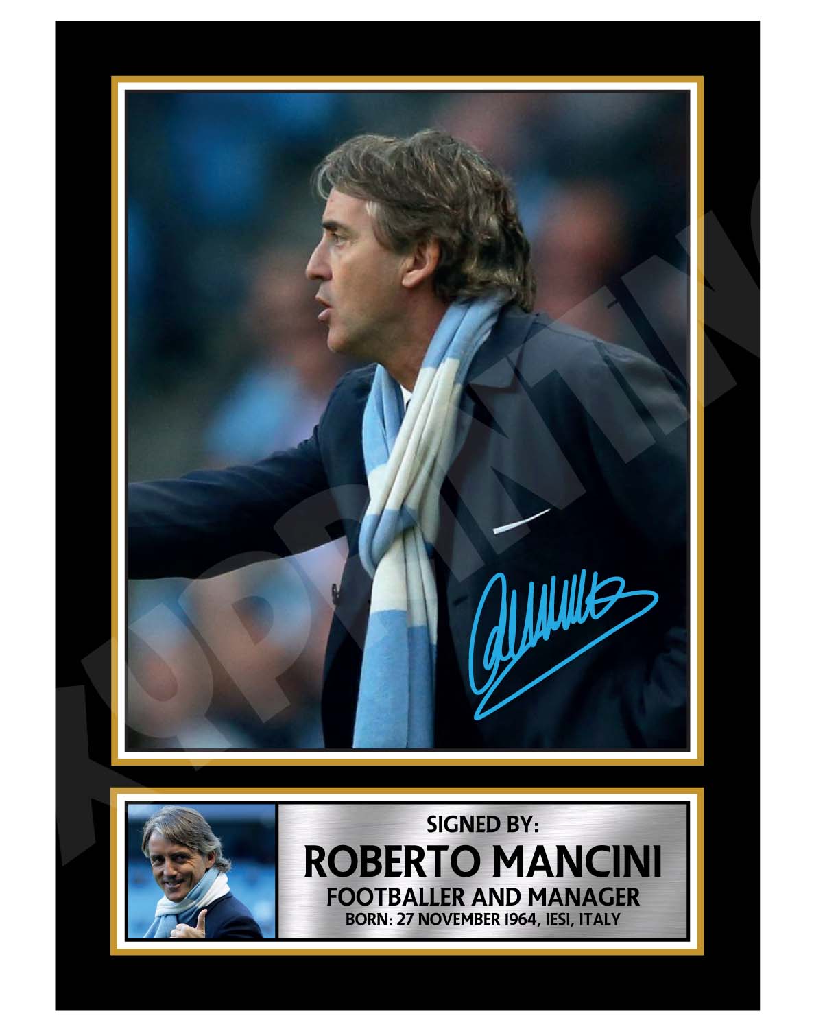 ROBERTO MANCINI (1) Limited Edition Football Player Signed Print - Foo
