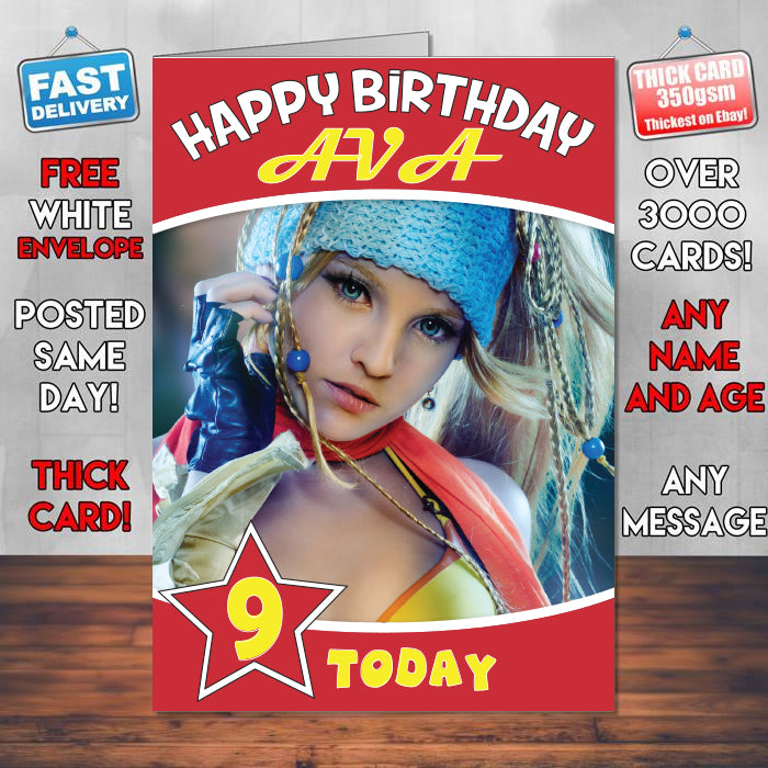 Rikku Final Fantasy Inspired Style Game Kids Inspired Birthday Card (S