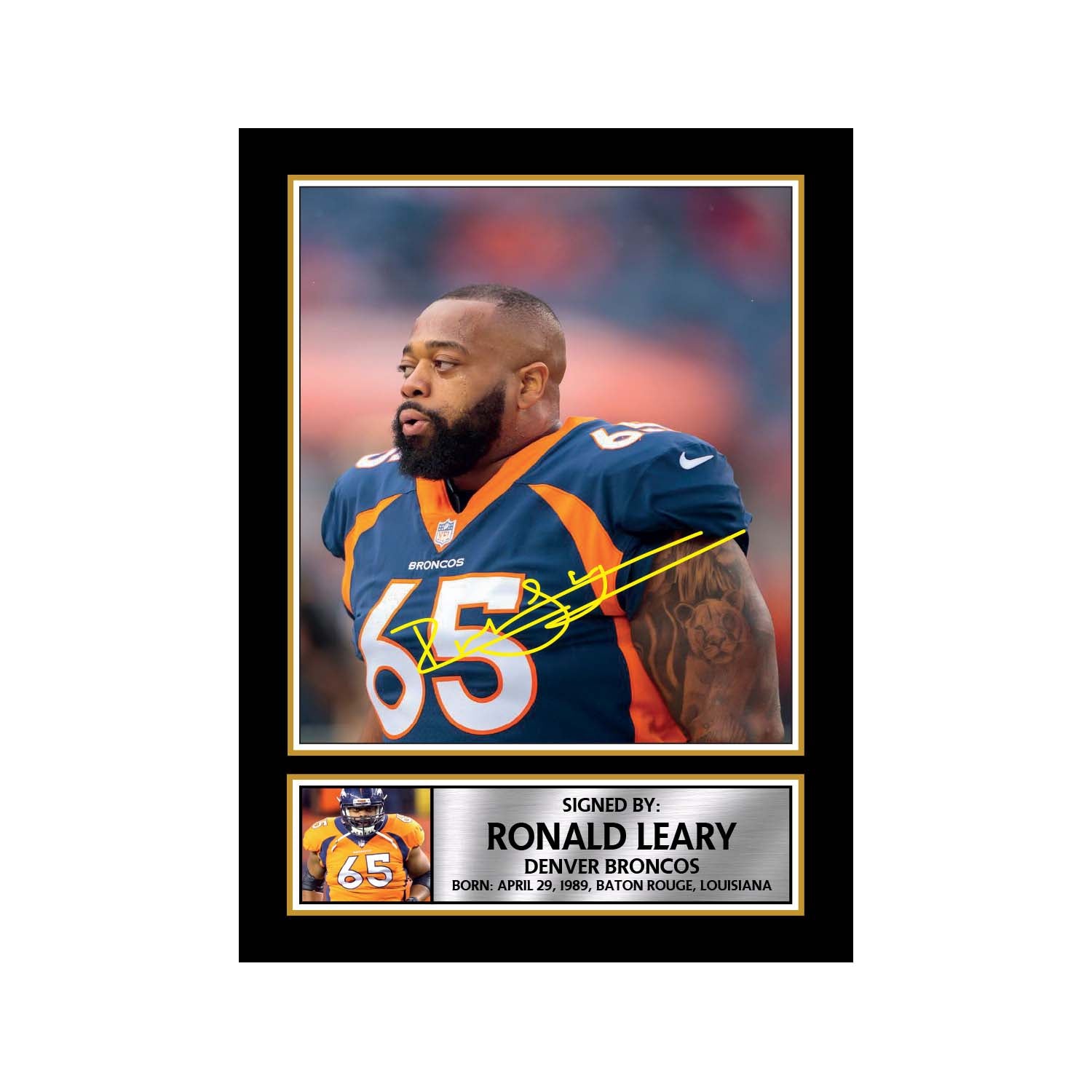 Ronald Leary 2 Limited Edition Football Signed Print - American Footba