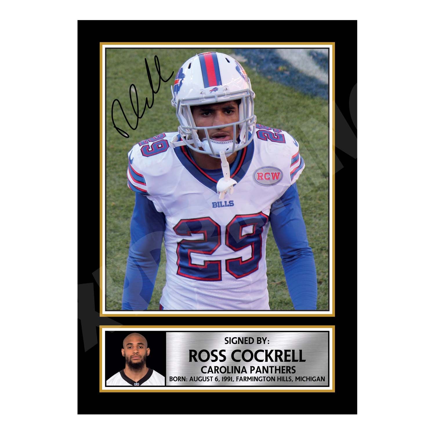 Ross Cockrell 1 Limited Edition Football Signed Print - American Footb