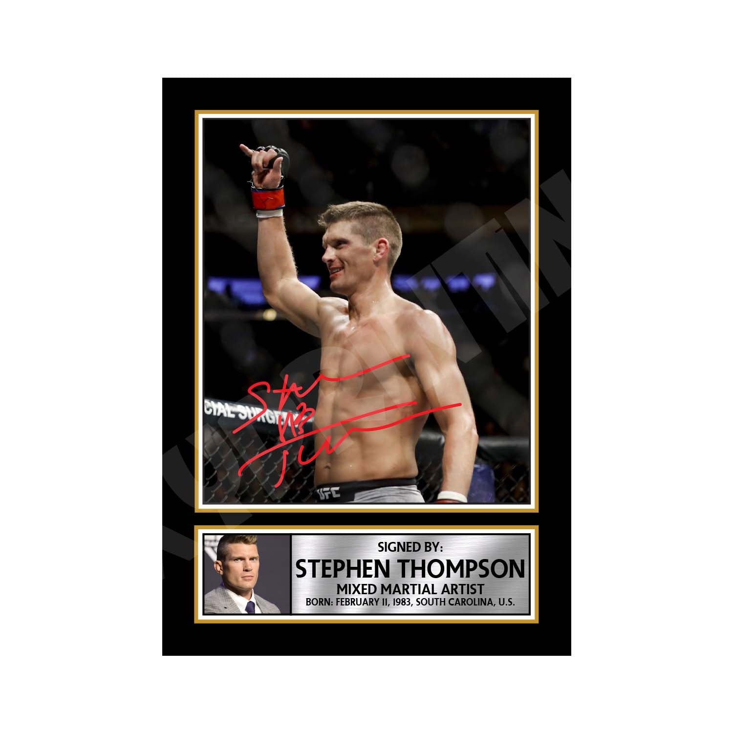 STEPHEN THOMPSON 2 Limited Edition MMA Wrestler Signed Print - MMA Wre