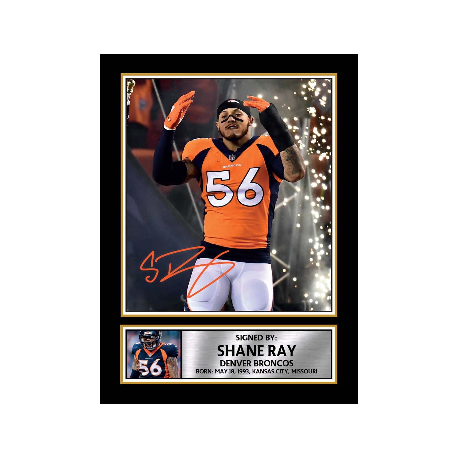 Shane Ray Limited Edition Football Signed Print - American Footballer