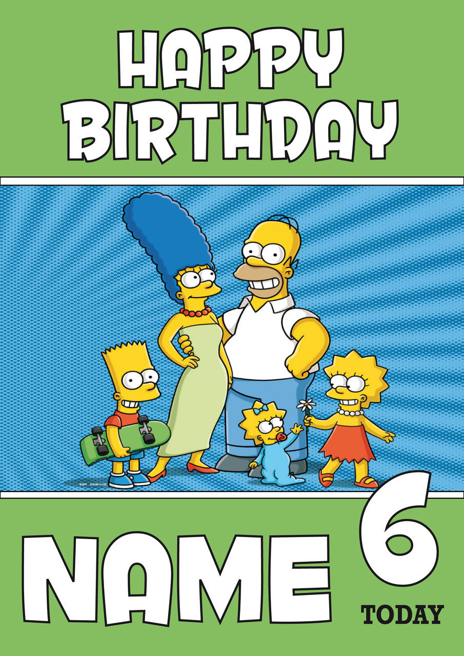 THEME INSPIRED Kids Adult Personalised Birthday Card Simpsons Birthday
