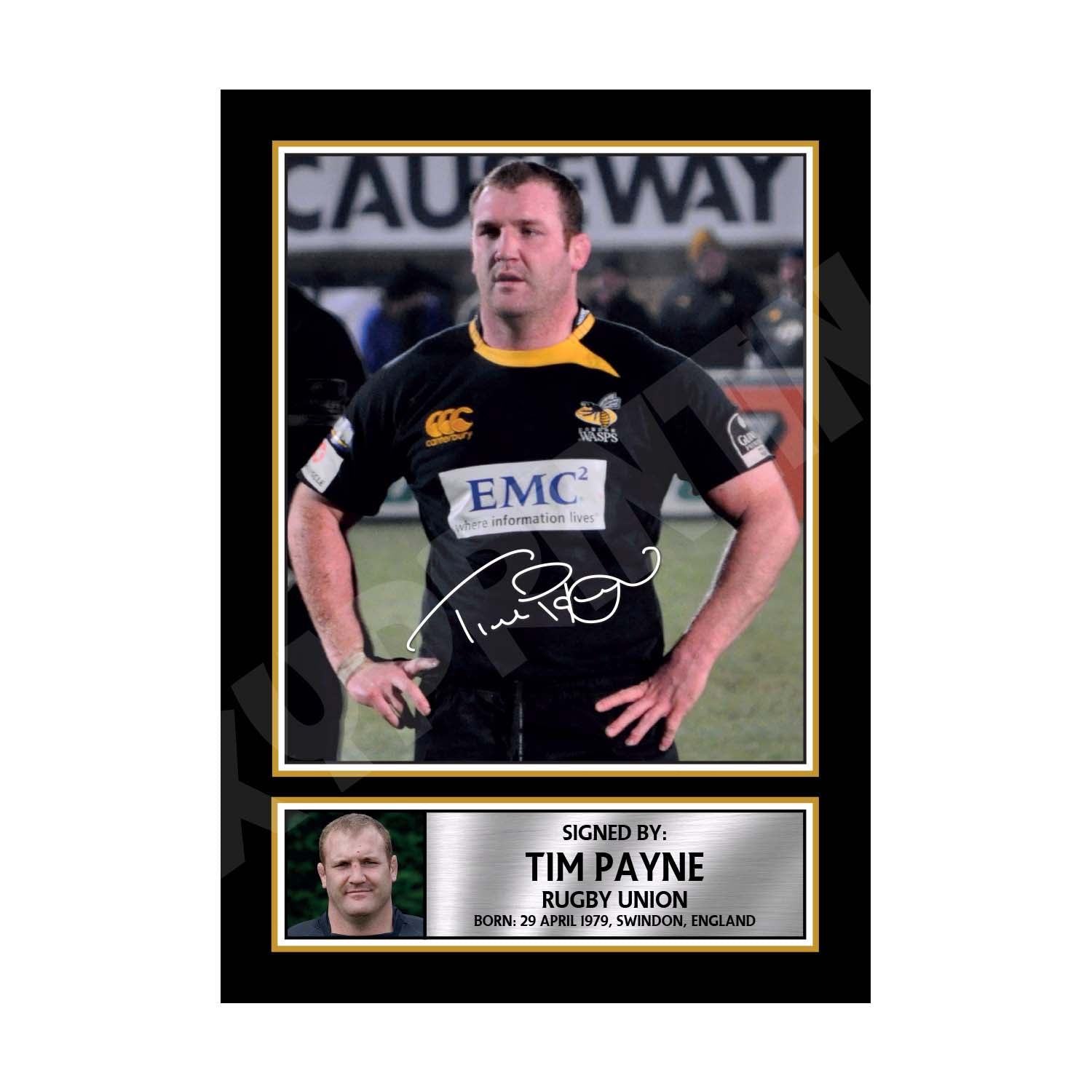 TIM PAYNE 2 Limited Edition Rugby Player Signed Print - Rugby