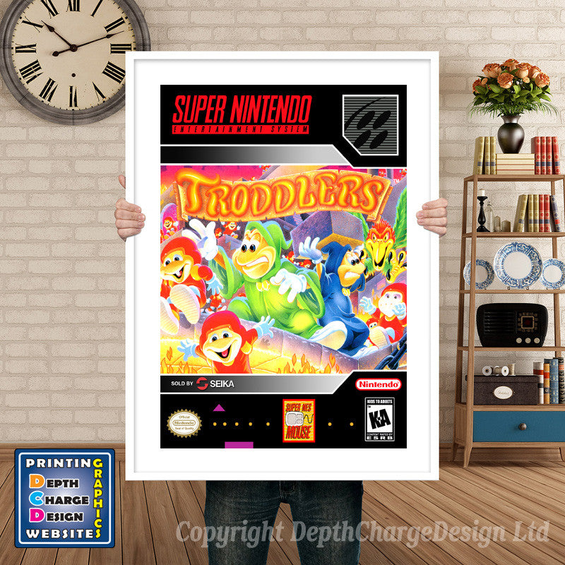 Troddlers Super Nintendo GAME INSPIRED THEME Retro Gaming Poster A4 A3