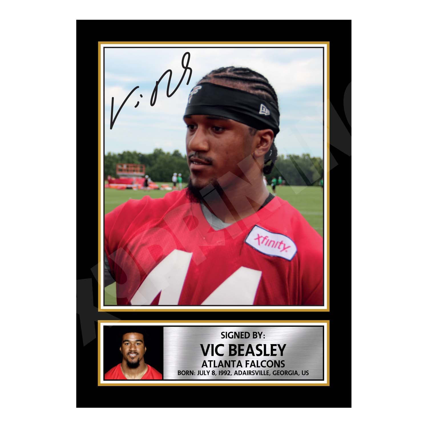 Vic Beasley 1 Limited Edition Football Signed Print - American Footbal