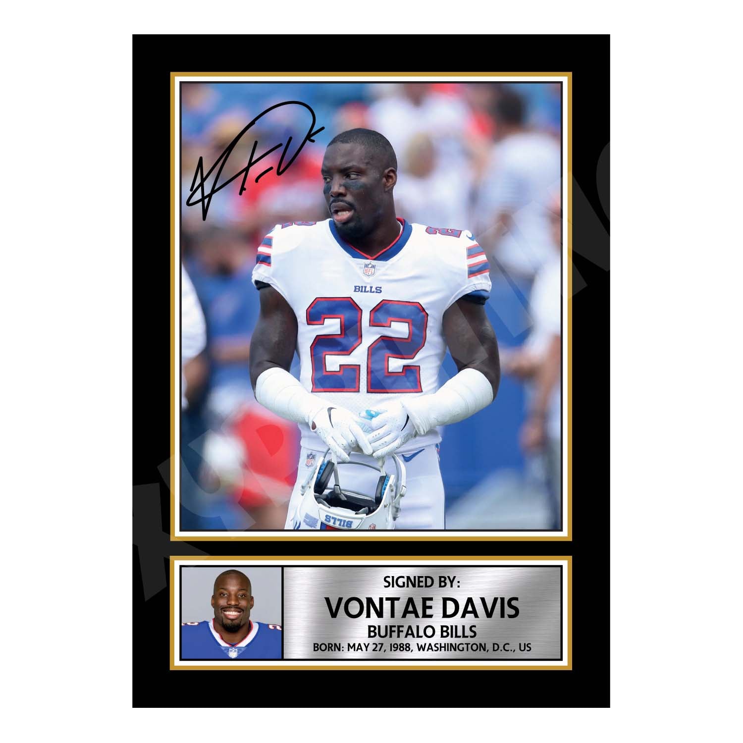 Vontae Davis 2 Limited Edition Football Signed Print - American Footba