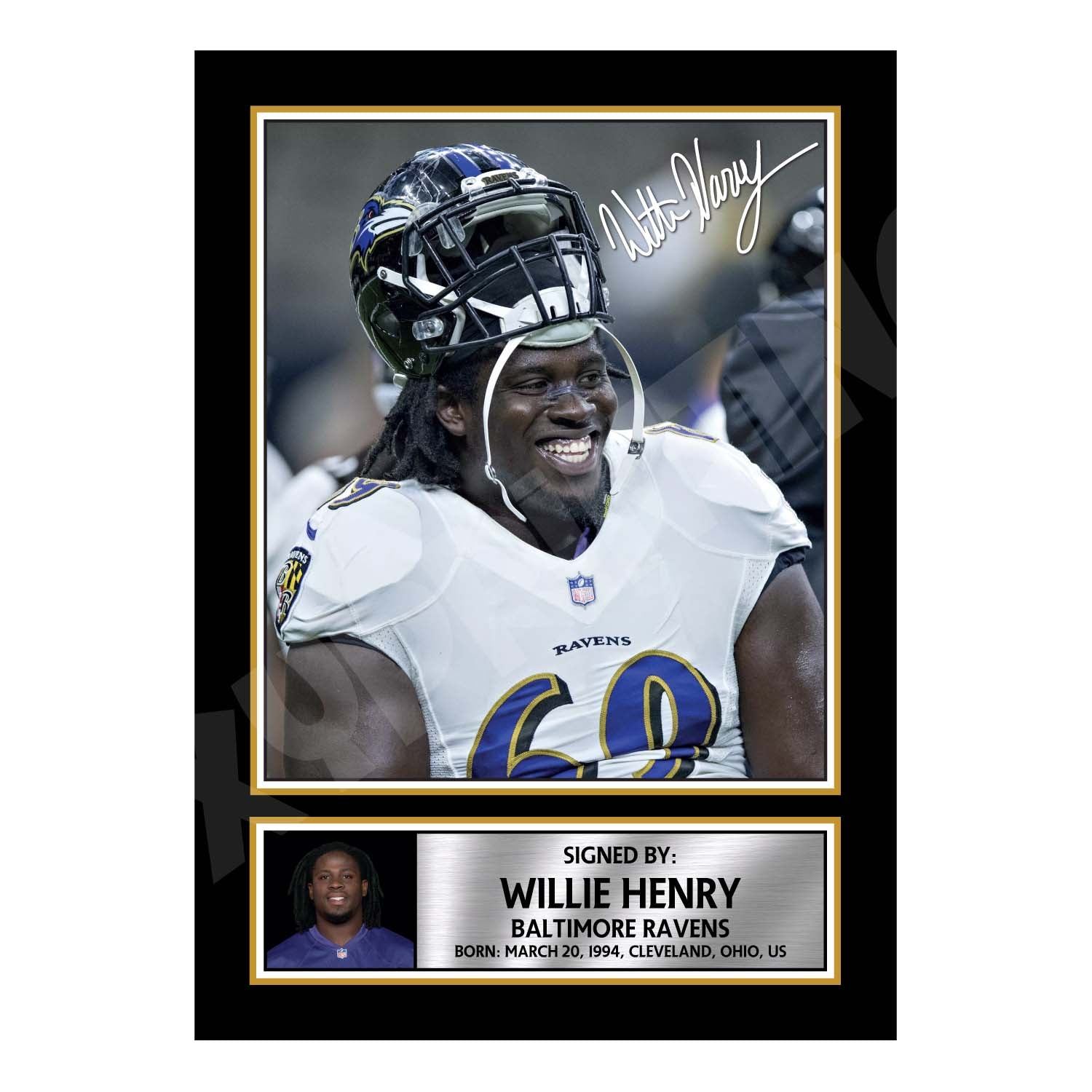 Willie Henry 1 Limited Edition Football Signed Print - American Footba