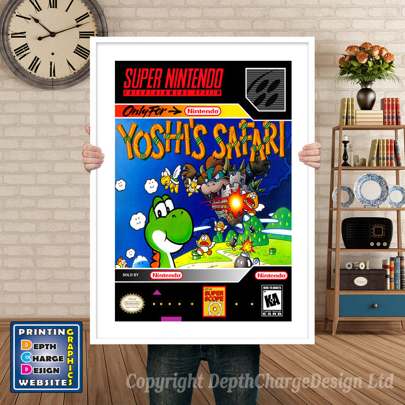 Yoshi's Safari Super Nintendo GAME INSPIRED THEME Retro Gaming Poster