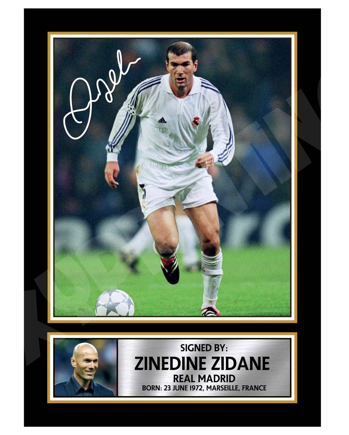 ZINEDINE ZIDANE 2 Limited Edition Football Player Signed Print - Footb