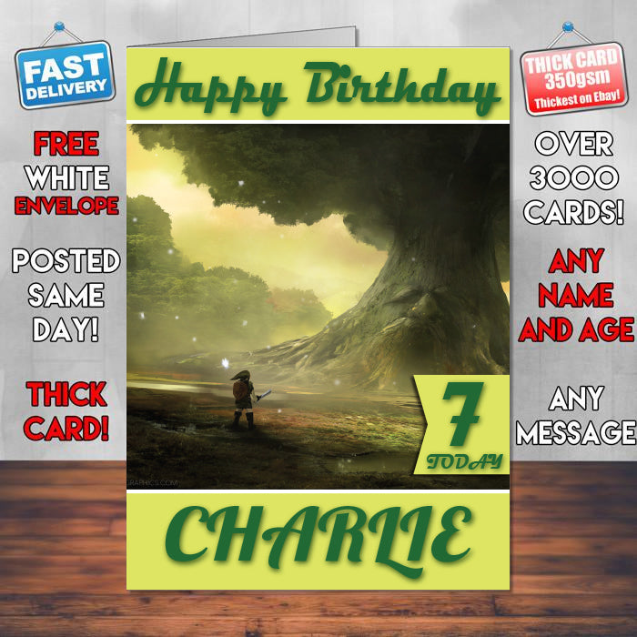 Zelda Ocarina Of Time Inspired Style Game Kids Inspired Birthday Card