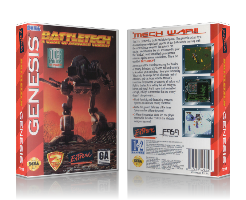 SEGA Genesis Battletech Sega Megadrive REPLACEMENT GAME Case Or Cover