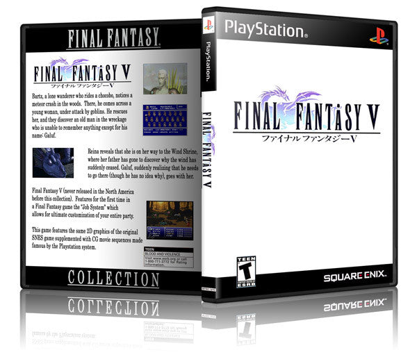 Final Fantasy V Game Cover To Fit A PS1 PLAYSTATION Style Replacement